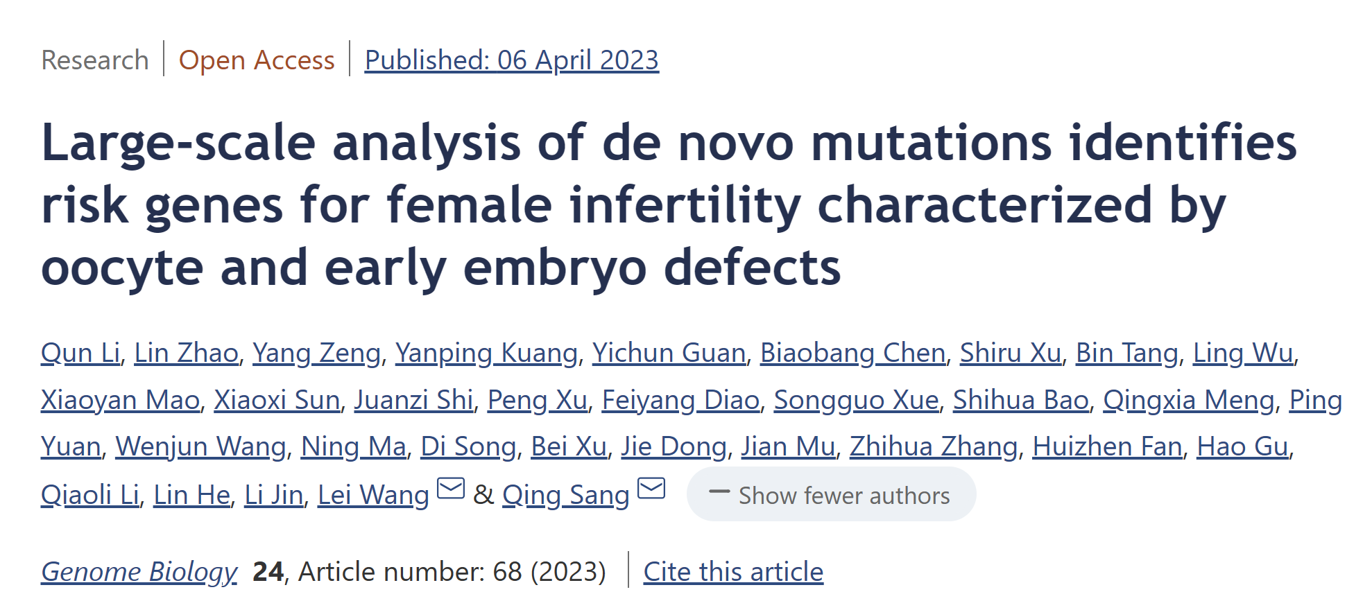 Genome Biol: Large-scale analysis of de novo mutations identifies risk ...